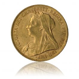 Goldmünze, 1 Sovereign, Victoria (Schleier)
